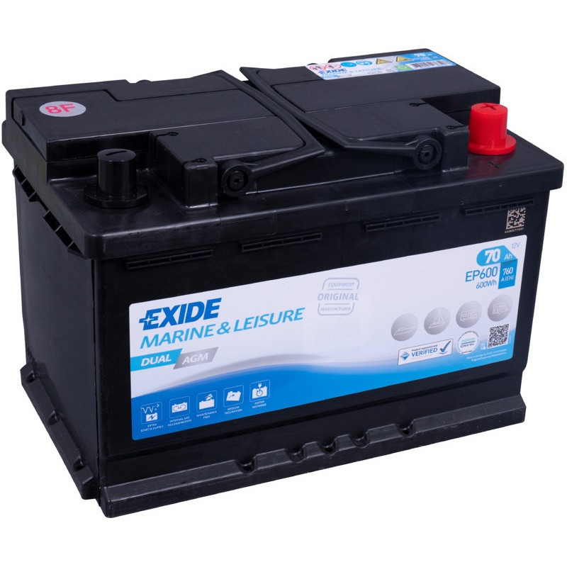 Akumulator Exide Dual AGM 12V 70Ah (EP600) | Top Start